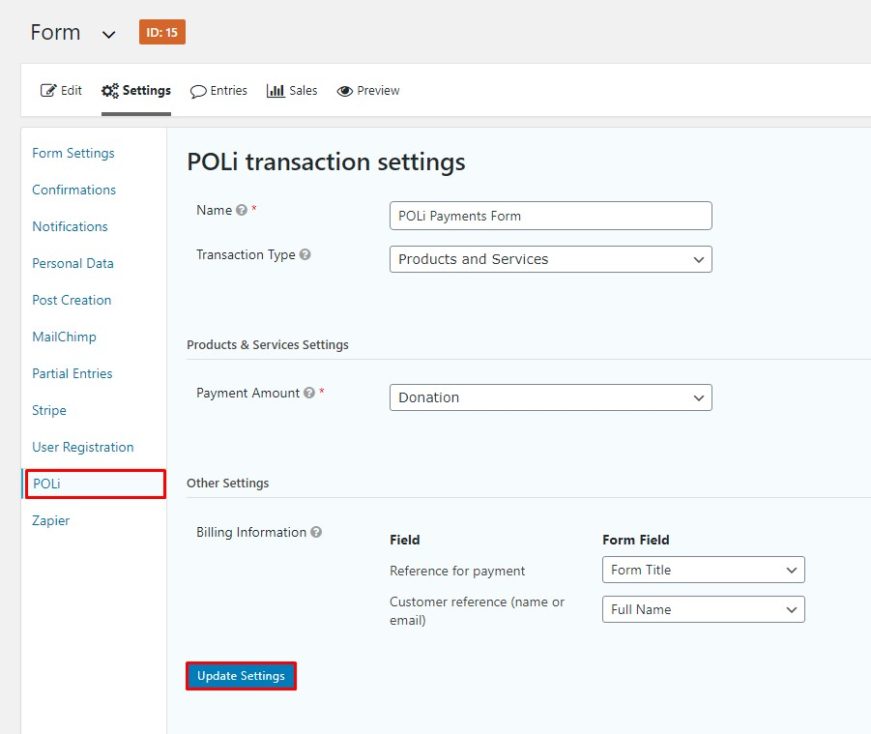 POLi Plugin - Install on Gravity Forms - POLi